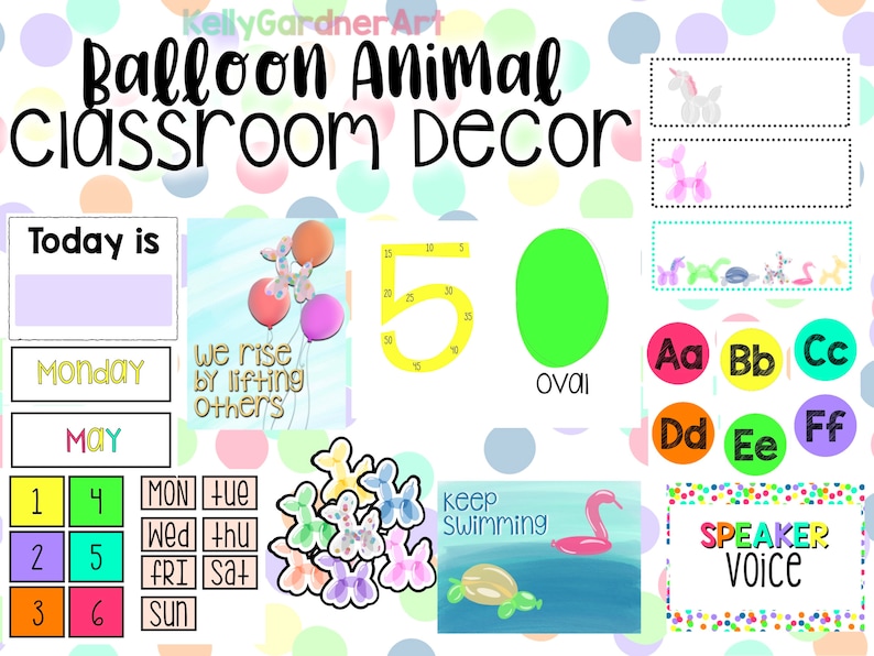 Unique Balloon Animal Classroom Decor Calendar Chart Shape | Etsy