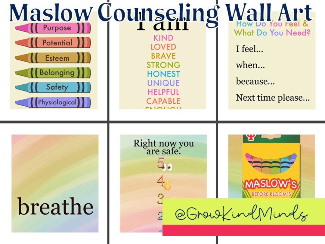 Maslow Before Bloom's Therapy Posters: Grounding, Play Therapy ...