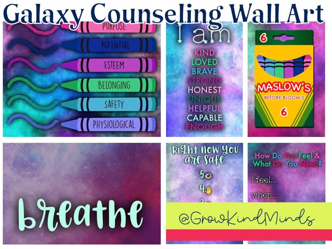 Galaxy Maslow Before Bloom's Therapy Posters: Grounding, Play Therapy ...