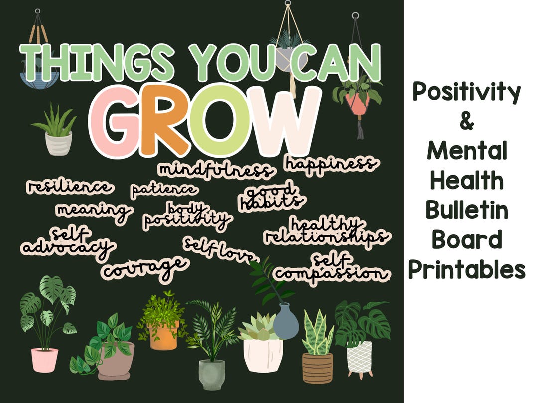 Growth Mindset Bulletin Board, Plants, Boho, Succulents, Affirmations ...