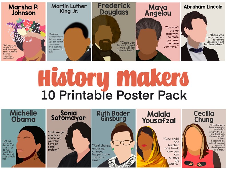 History Changemaker Posters: Downloads for Classroom Office - Etsy