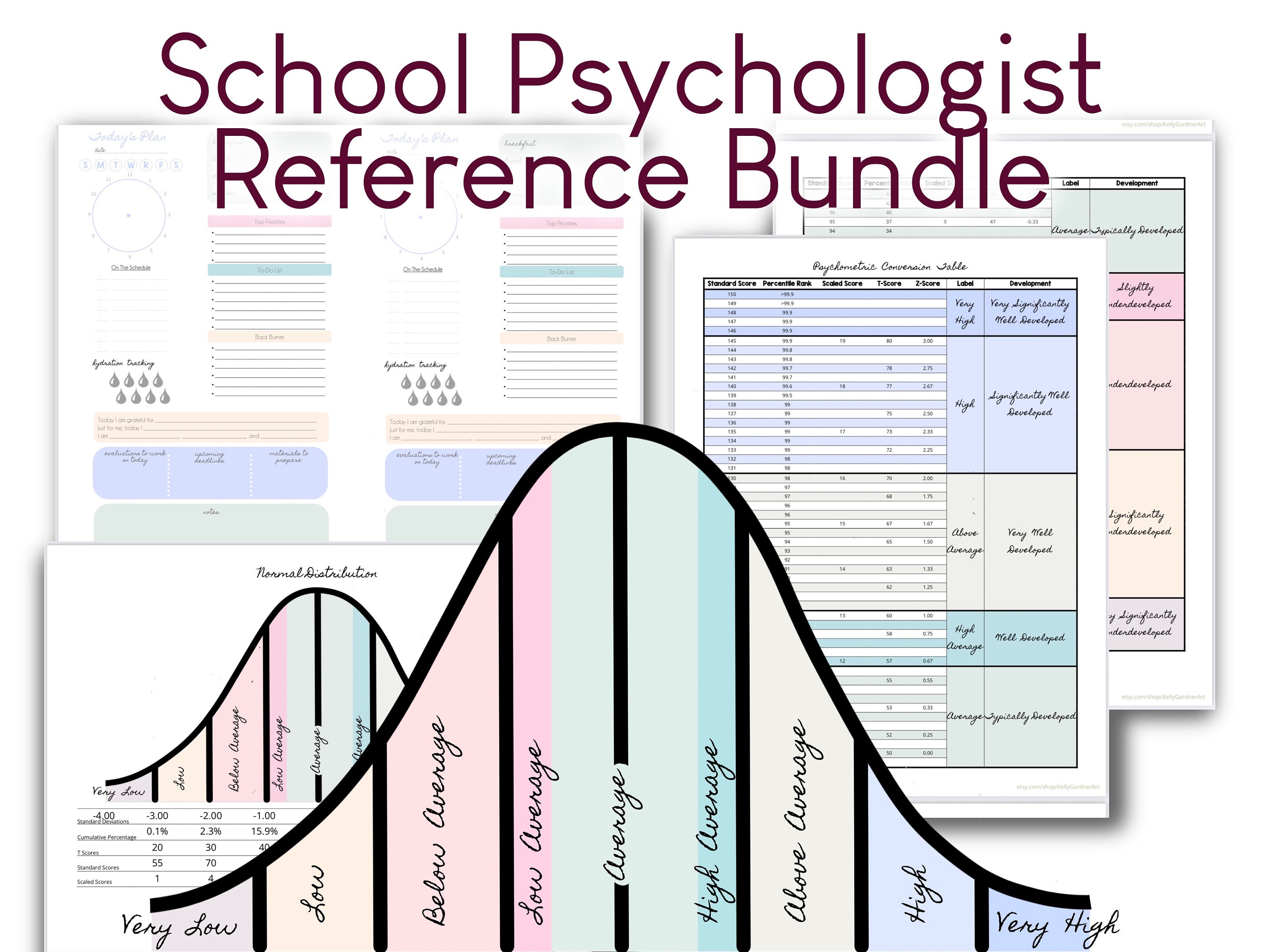 School Psychology Reference Bundle: Normal Curve Daily - Etsy