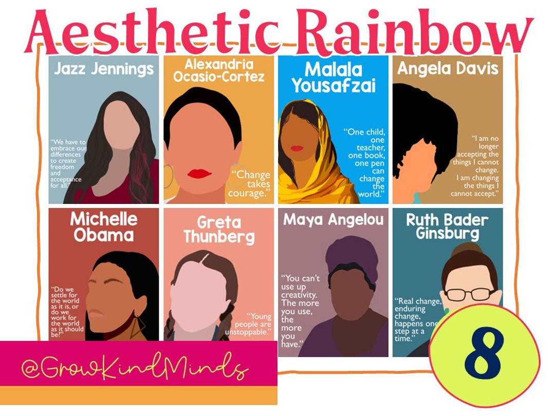 Aesthetic Rainbow Empowered Women of History Changemaker Posters ...