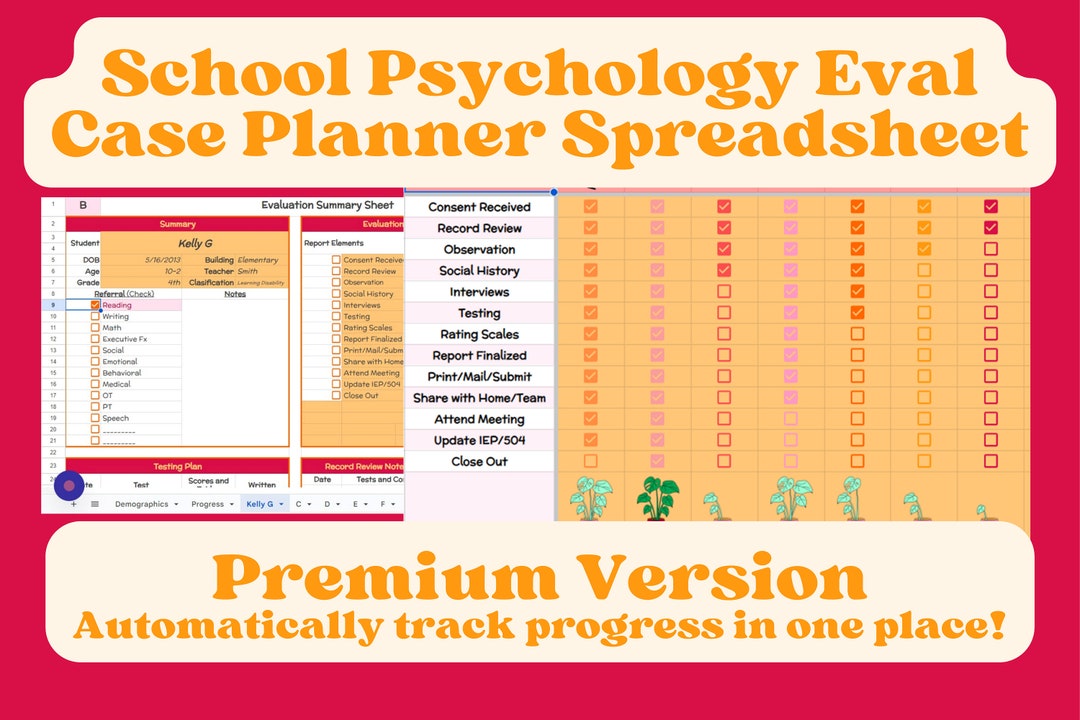 Premium School Psychologist Evaluation Tracker: Case Planning ...