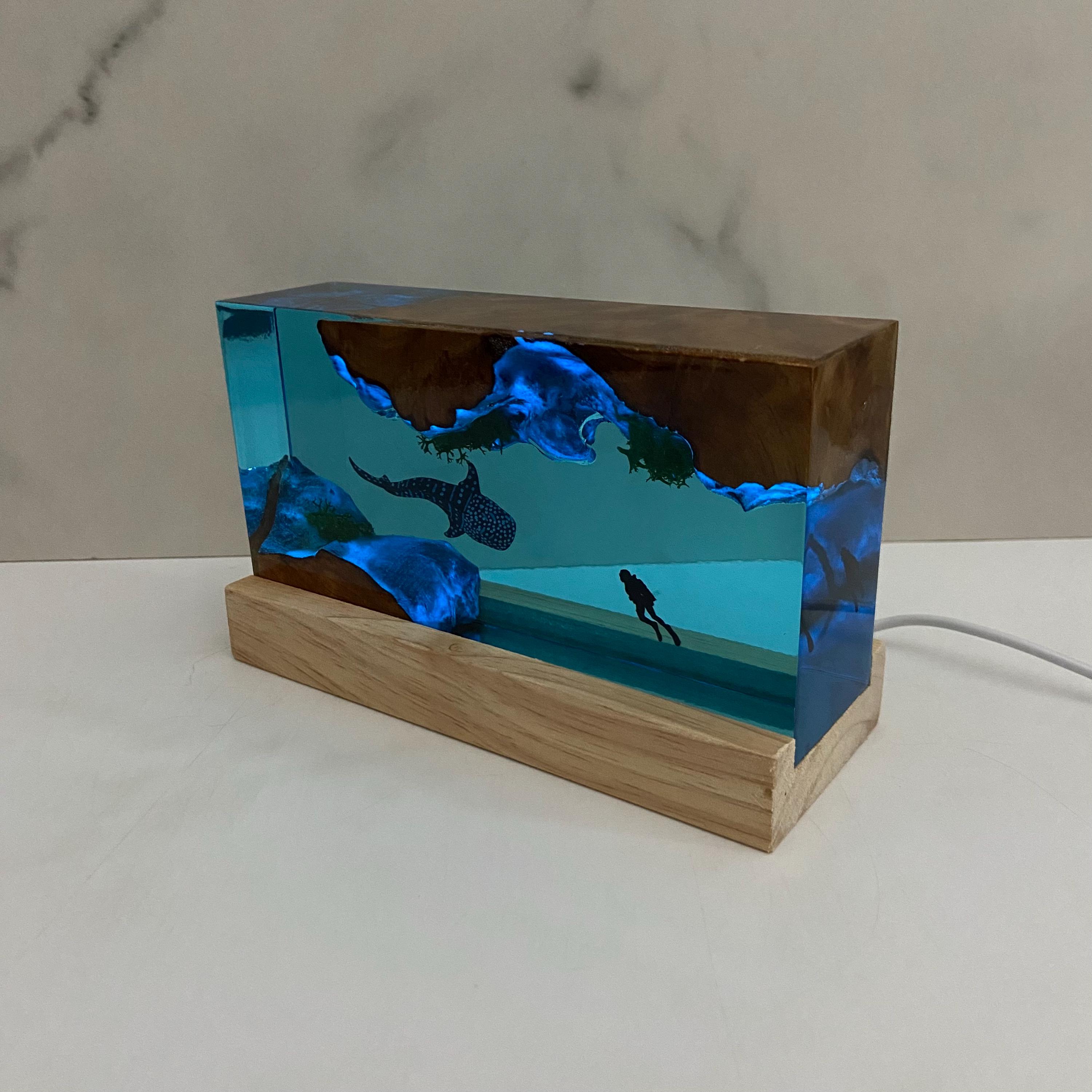 Whale Shark Scuba Diver Epoxy Resin Night Light, Diving Personalised ...