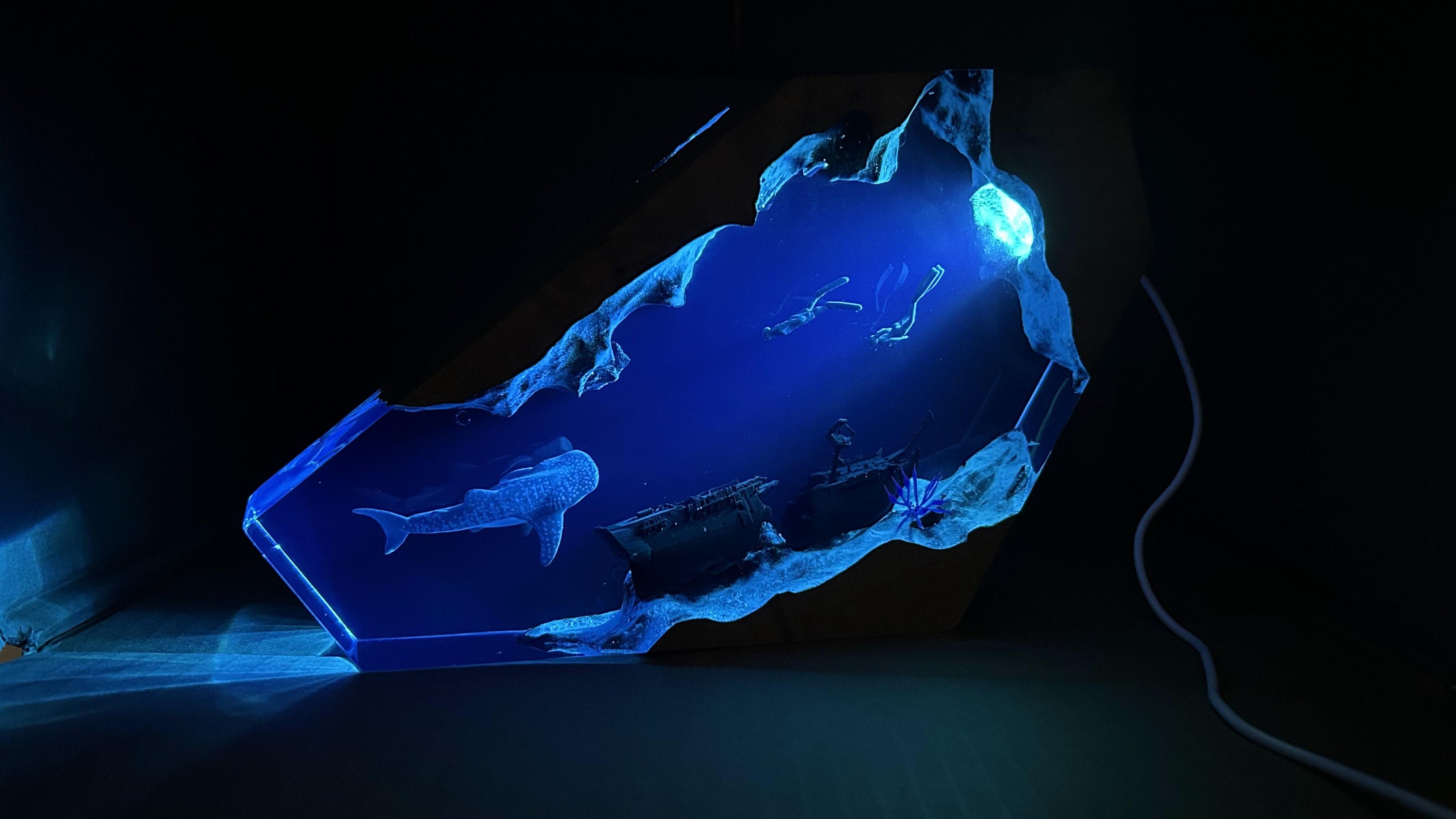 Whale Shark Diver Resin Night Light, Handmade Scuba Diving Lamp - Etsy