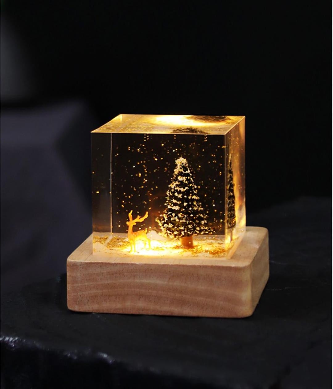Christmas Tree Deer Epoxy Resin Night Light,handmade Christmas Table ...