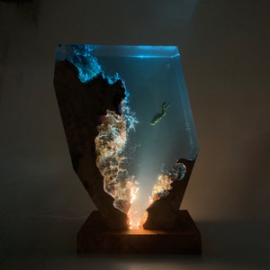 Scuba Diver's Night Light, Scuba Diving Resin Light, Personalised Epoxy ...