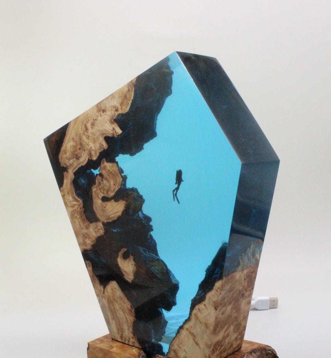Large Underwater Diver Home Decor Ornament, Handmade Epoxy Resin Night ...
