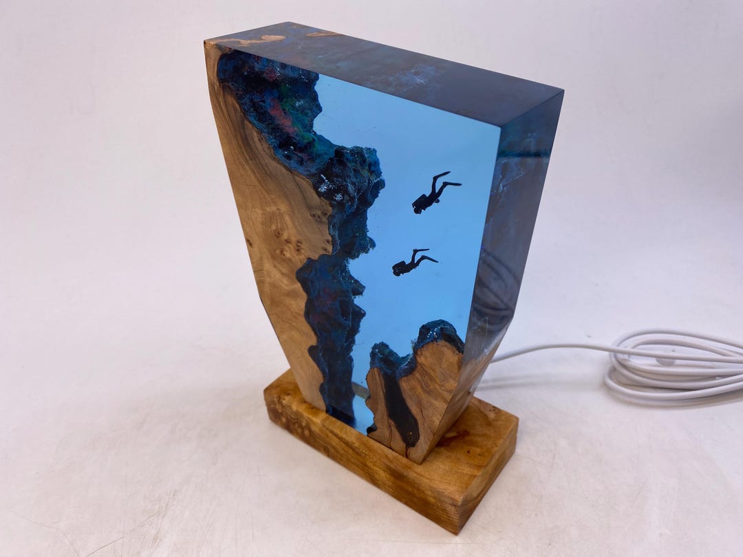 Scuba Diver Epoxy Resin Night Light, Handmade Night Light, Personalised ...