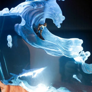 Surfer Resin Wooden Lamp,handmade Ocean Wave Epoxy Resin Lamp,diorama ...