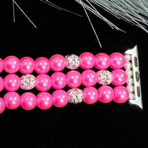 Pink Watch Band Compatible With Apple Watch Made With Imitation Pearl ...