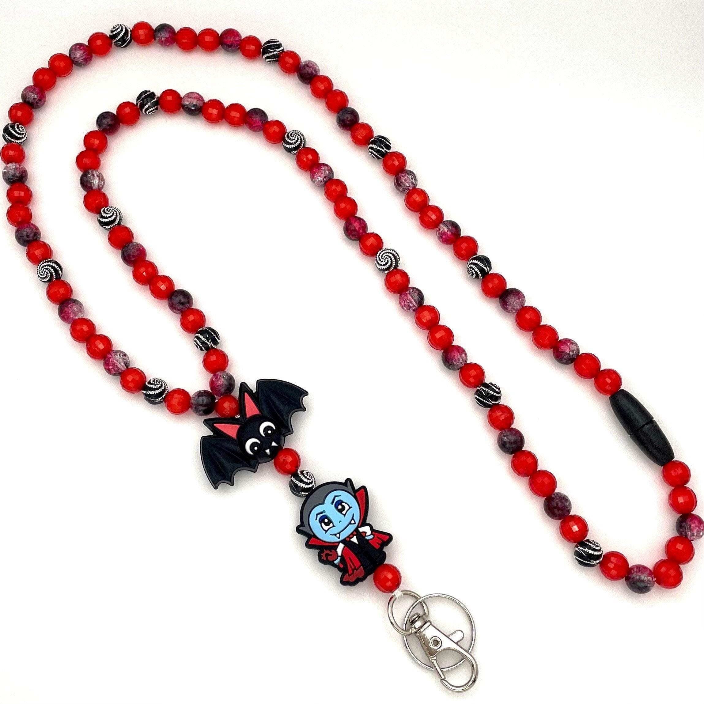 Halloween Vampire Bat Beaded Breakaway Work/teacher Lanyard With ...
