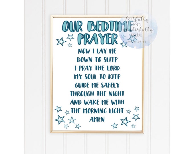 Bedtime Prayer for Children Printable Digital Download Now I Lay Me ...