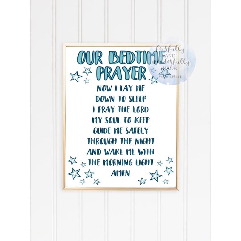 Bedtime Prayer for Children Printable Digital Download Now I Lay Me ...