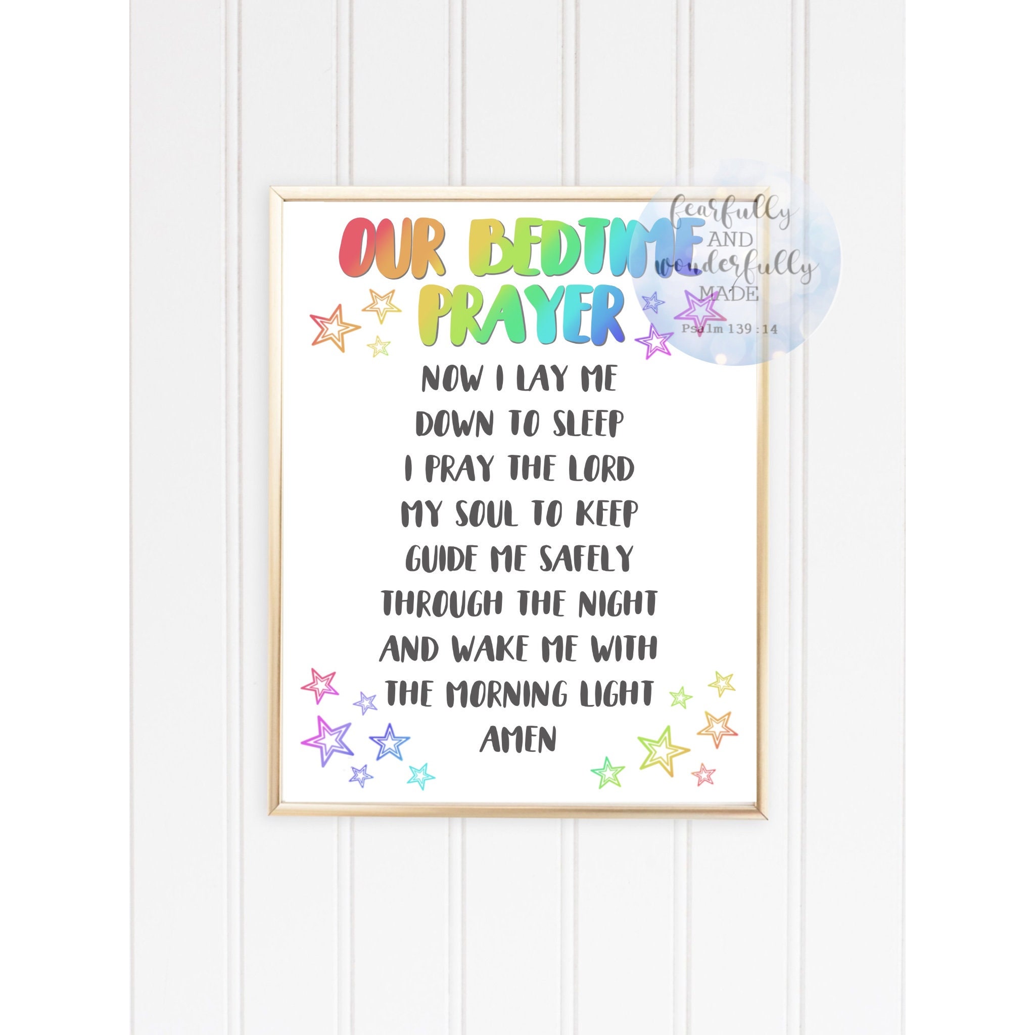 Bedtime Prayer for Children Printable Digital Download Now I Lay Me ...