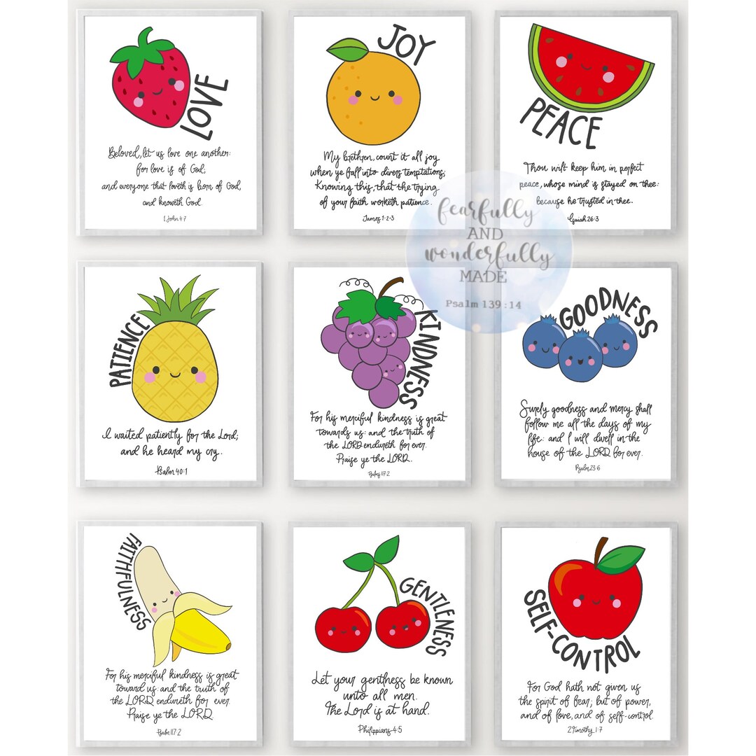 The Fruits of the Spirit, Galatians 5v22 23, Print, Nursery Print ...