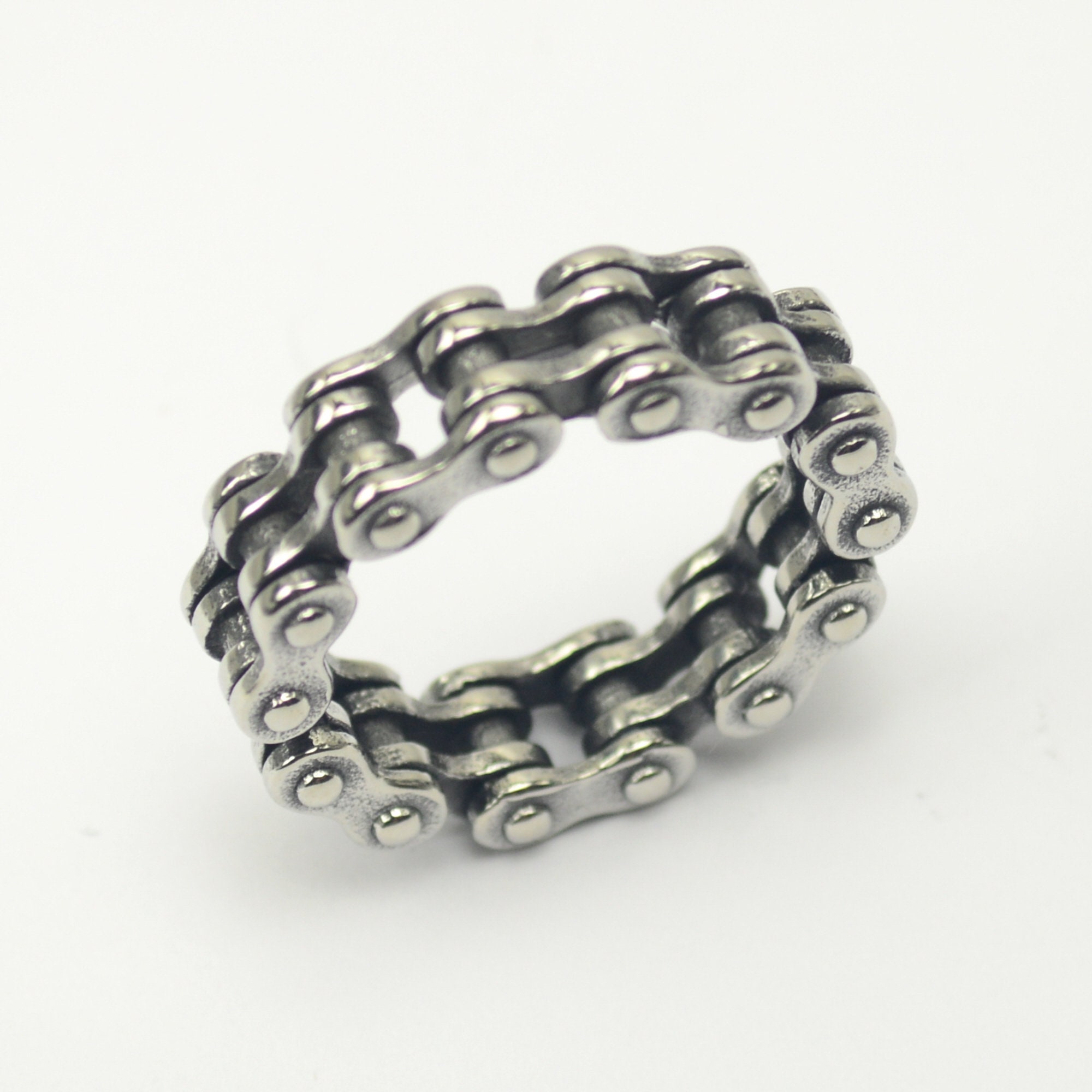 Ring motorcycle chain stainless steel men's ring biker | Etsy