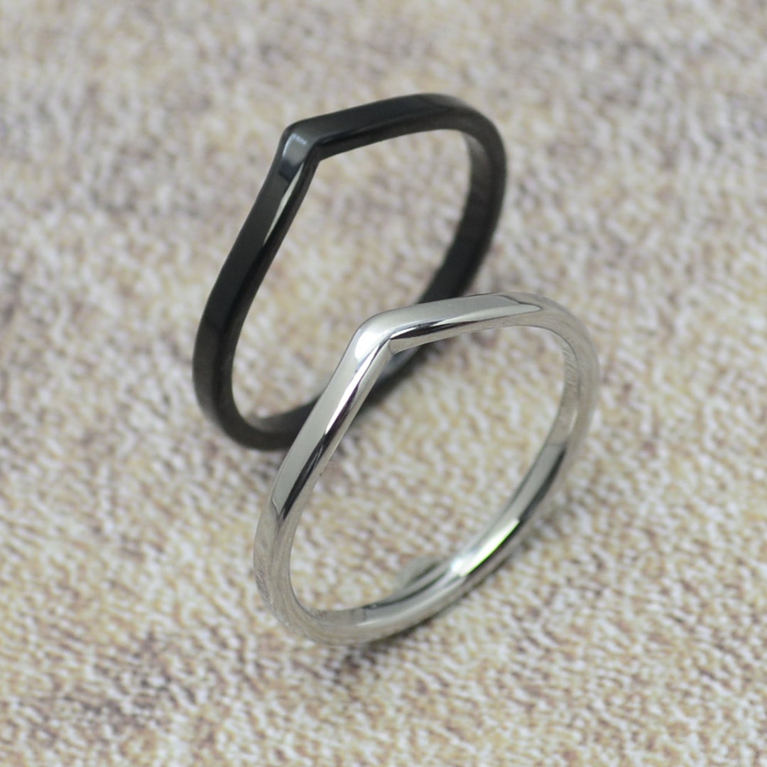 Ring Arrow Tip Triangle Wave Stainless Steel Black Silver - Etsy