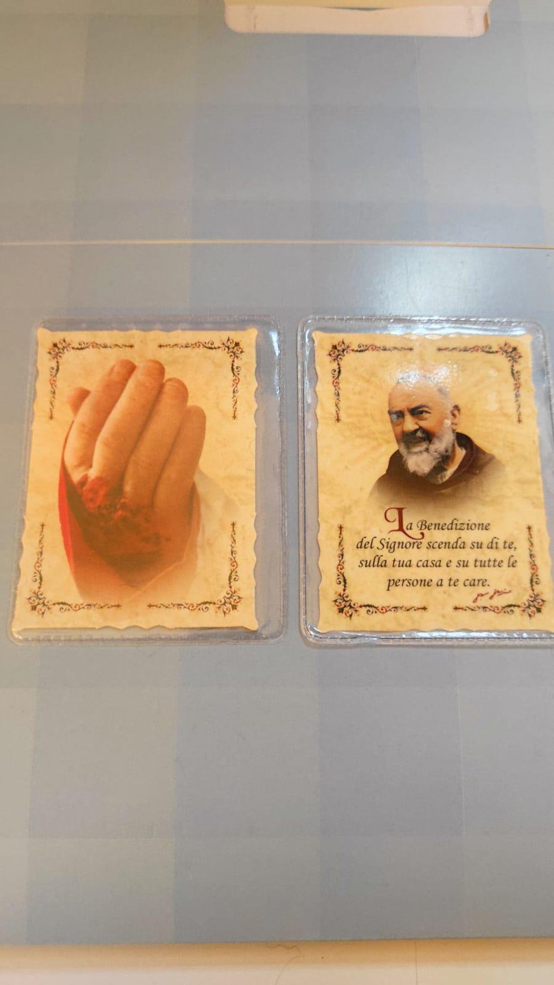 Holy Card of Padre Pio, Sealed in a Transparent Blister, Double-sided ...
