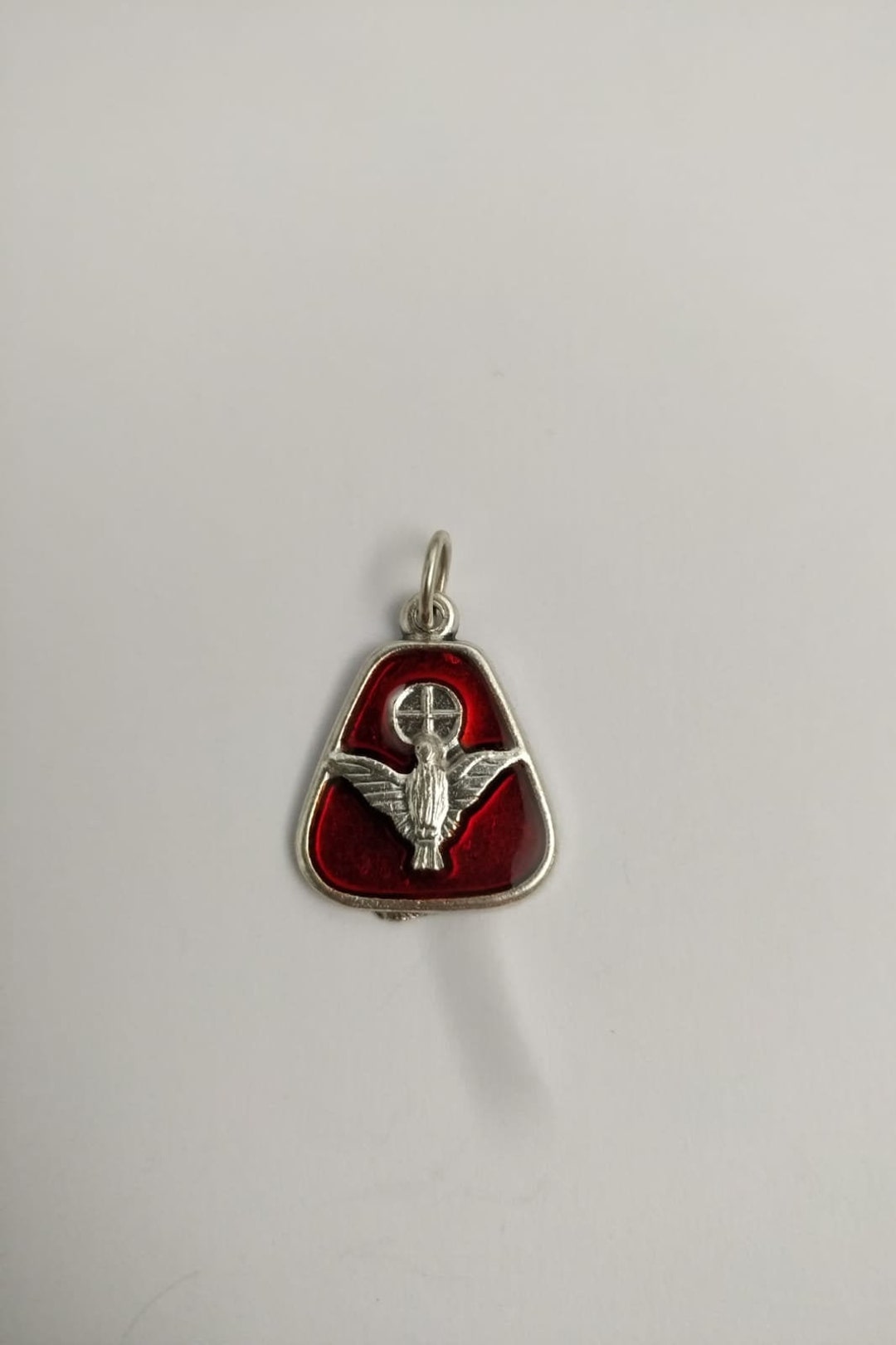 Medal Holy Spirit Strong Protection Triangular Pendant With Red ...