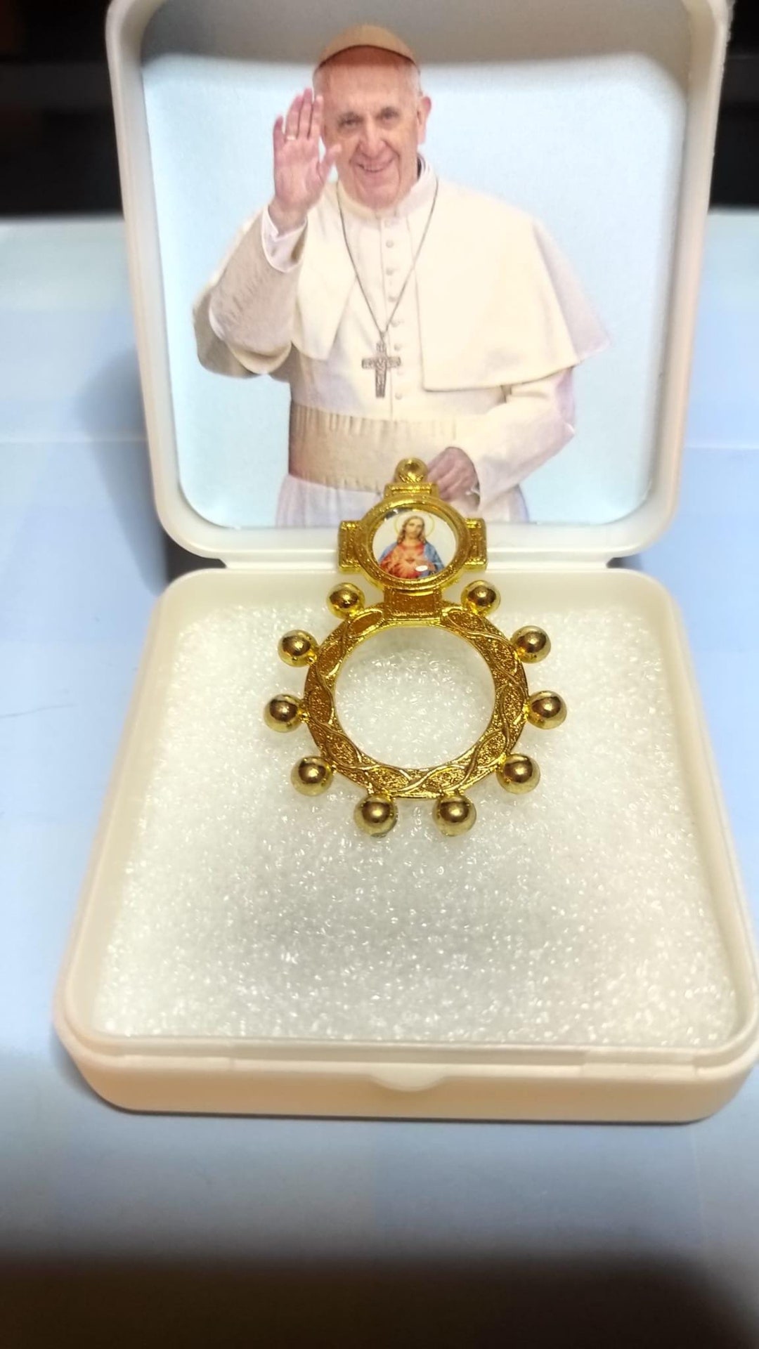 Blessed Golden Finger Rosary Ring: Jesus and Our Lady - Etsy