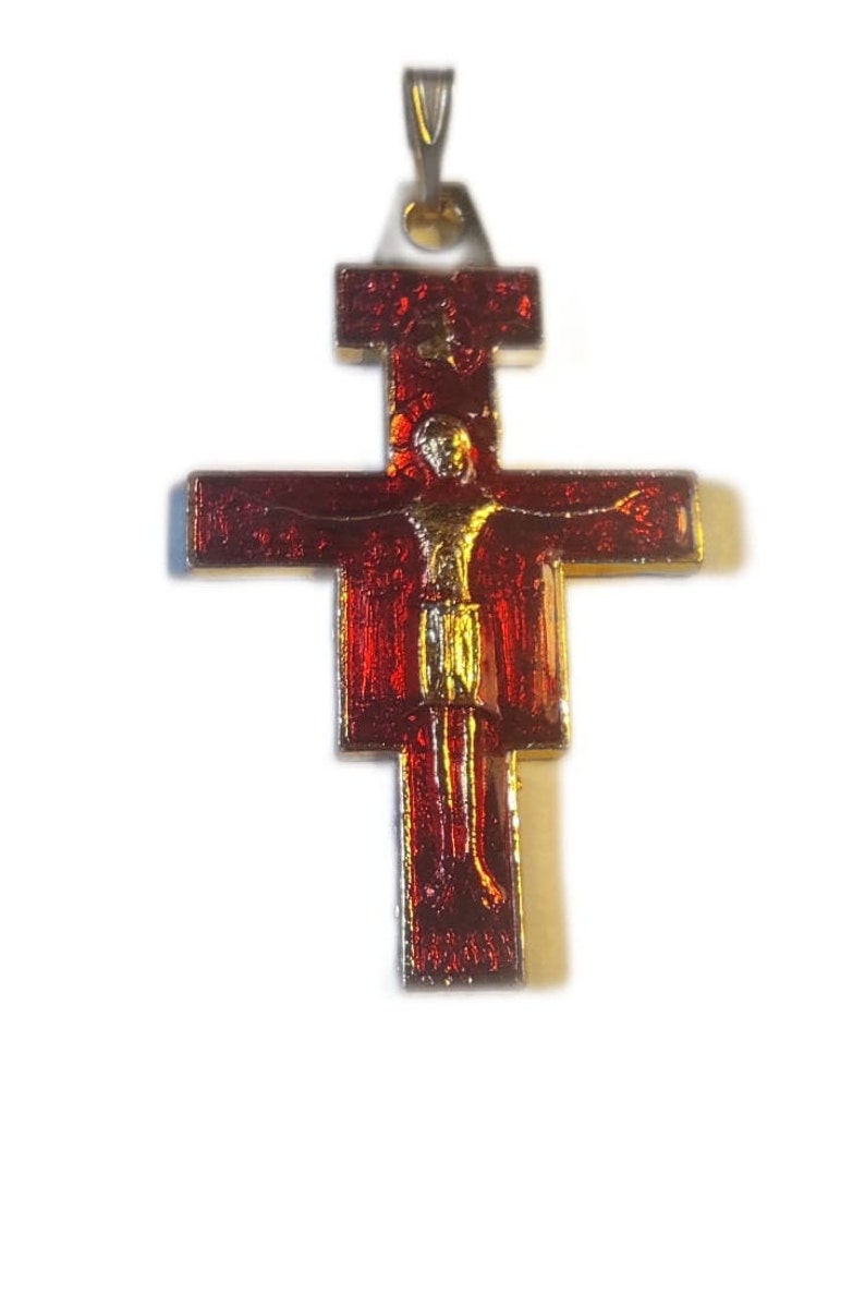 Leaning Cross of San Damiano: Christ in Golden Relief and Red Enamelled ...