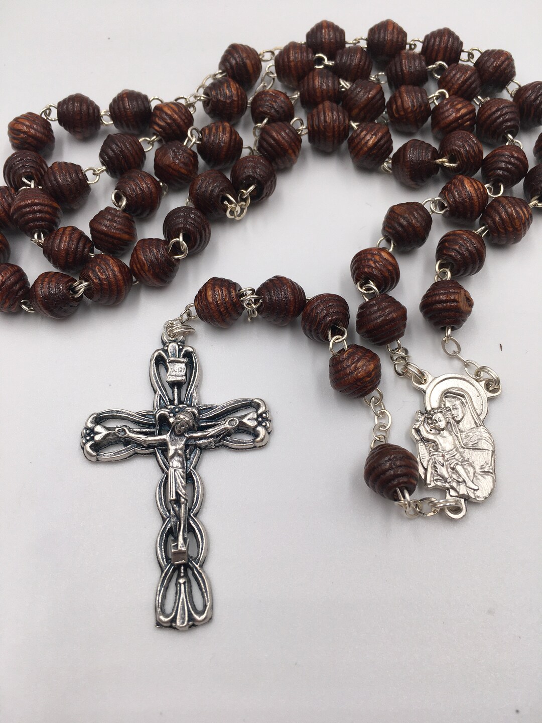 Virgin Mary Rosary in Precious Wood -blessed by Pope Francis - Etsy