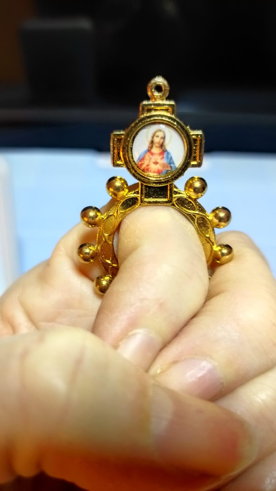 Blessed Golden Finger Rosary Ring: Jesus and Our Lady - Etsy