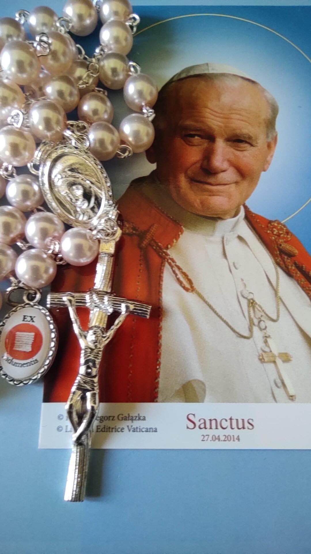 Relic Ex - Indumentis of Papa Giovanni Paolo II in Elegant Pink Rosary ...