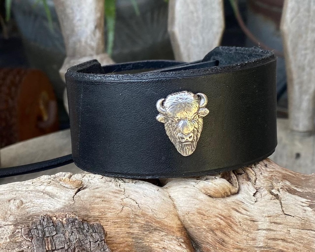 Small Black Leather Upper Bicep Cuff/ Arm Cuff With Metal Screw Back ...