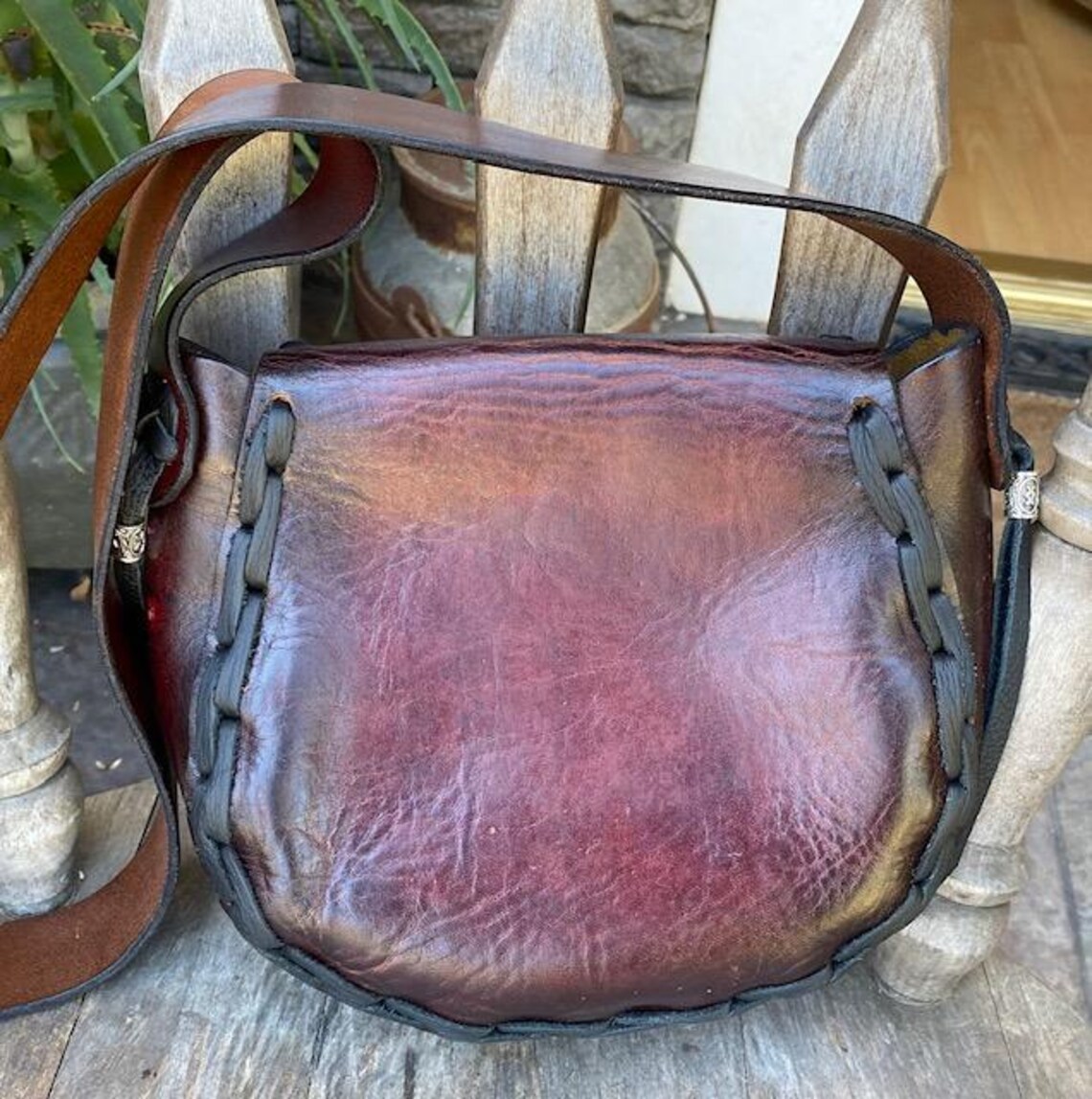 Vintage Rustic Boho Hippie Shoulder Crossbody Handbag With Tooled and ...