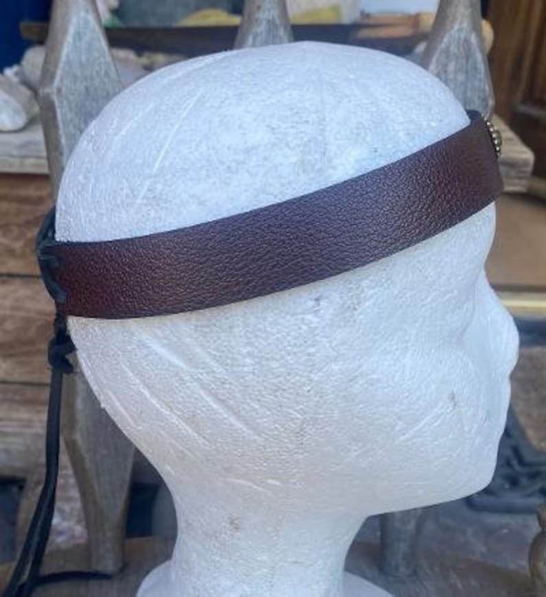 Chocolate Brown Leather Retro Style Headband With Caspian Concho - Etsy