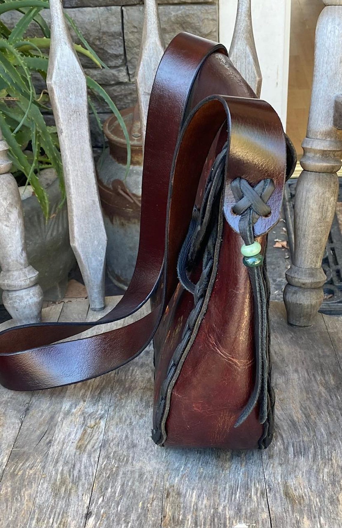 Large Tooled Refurbished Vintage Hippie Boho Festival Deadhead Shoulder ...