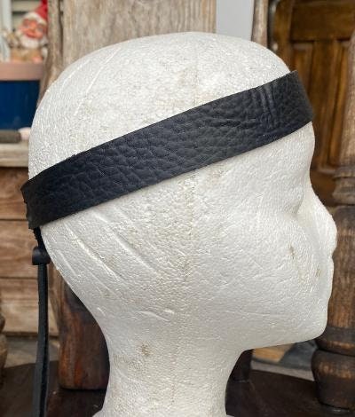 Black Retro Style Leather Headband - Adjustable - Biker Headband/hippie ...