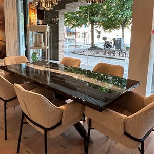 Bespoke Resin Art Dining Table Black and Gray Design White River, All ...