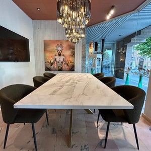 Bespoke Epoxy Resin Art Dining Table, Matte Finish White and Gray ...