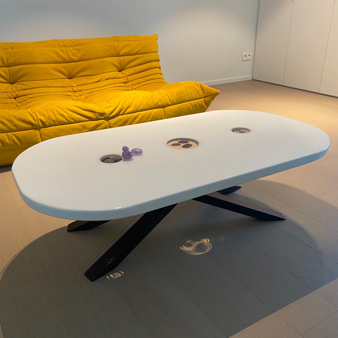 Gemstone Table, Custom Made Tables Resin Art, Choose Your Gemstones or ...