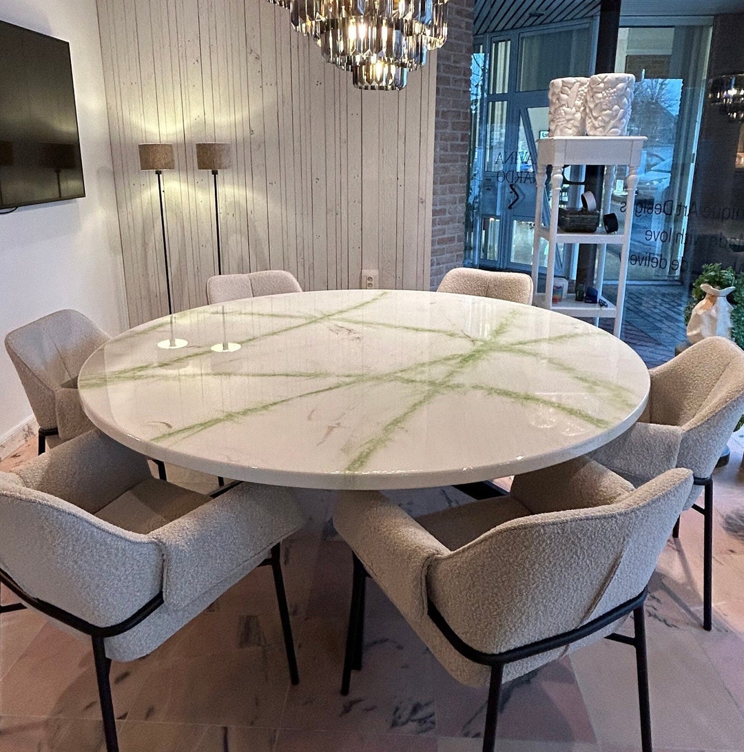 Custom Made Round Dining Table, Choose Any Color Size and Design, Epoxy Resin Art, Premium ...
