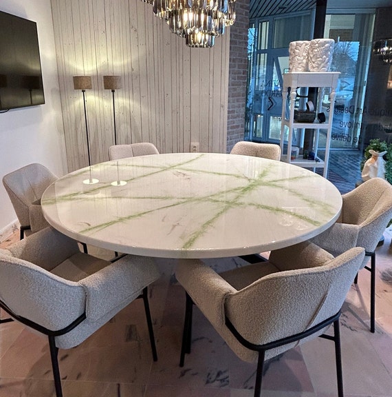 Circle white table and chairs store