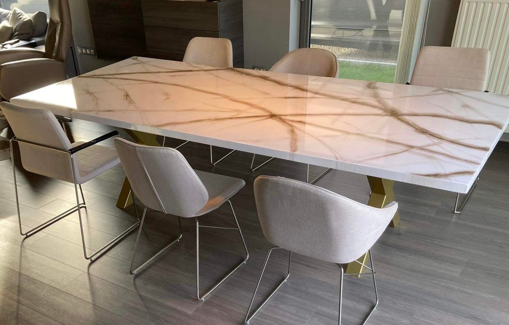 FORCLOVER 71 Rectangular Luxury White Marble Modern Dining Table W/Gold ... FORCLOVER 71 Rectangular Luxury White Marble Modern Dining Table W/Gold ...