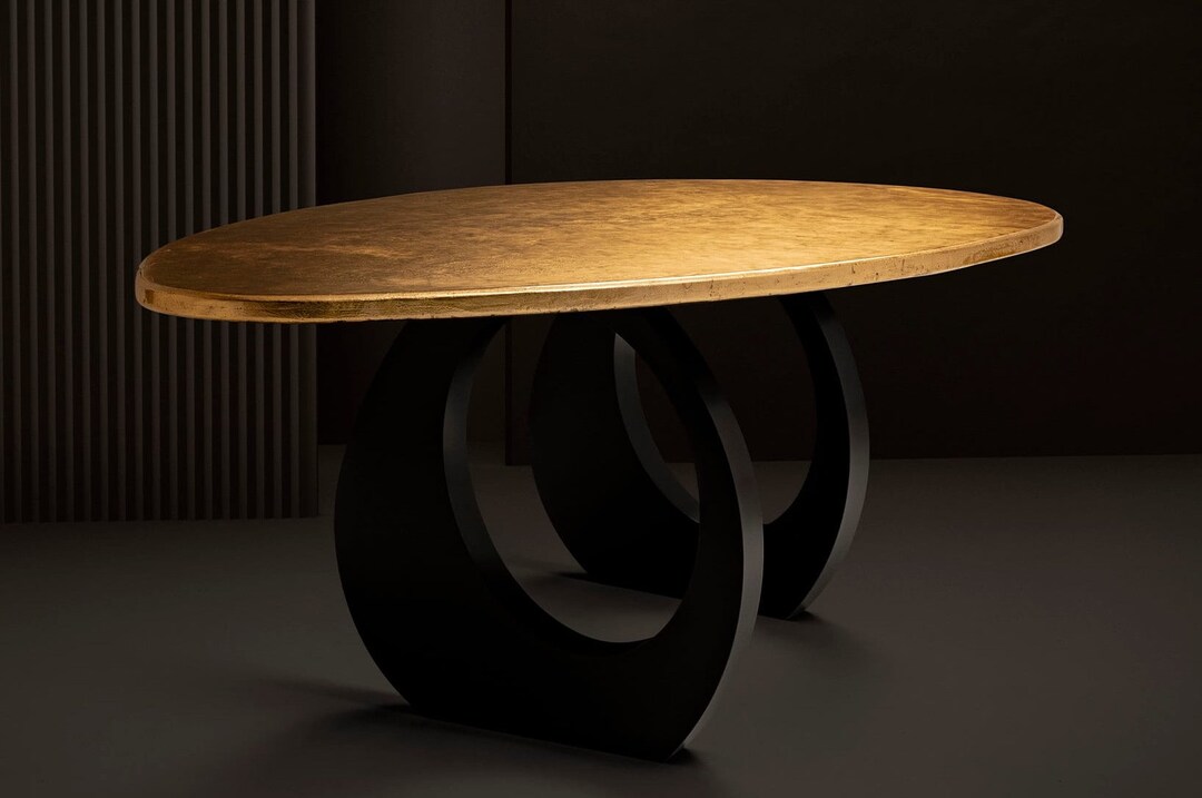 Bespoke Luxury Dining Table, Gold Leafs 23.6 Carat, Unique Work of Art ...
