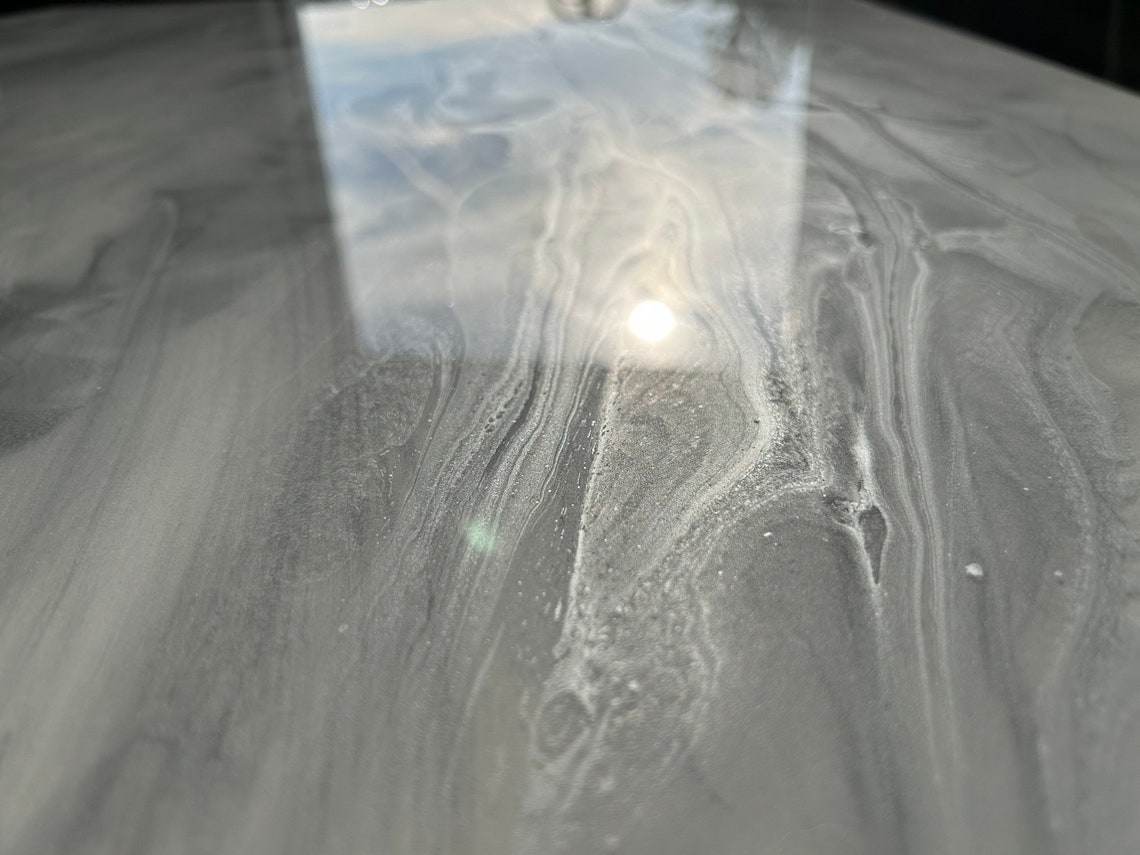 Resin Art Table. Custom Made With Pouring Techniques. White - Etsy