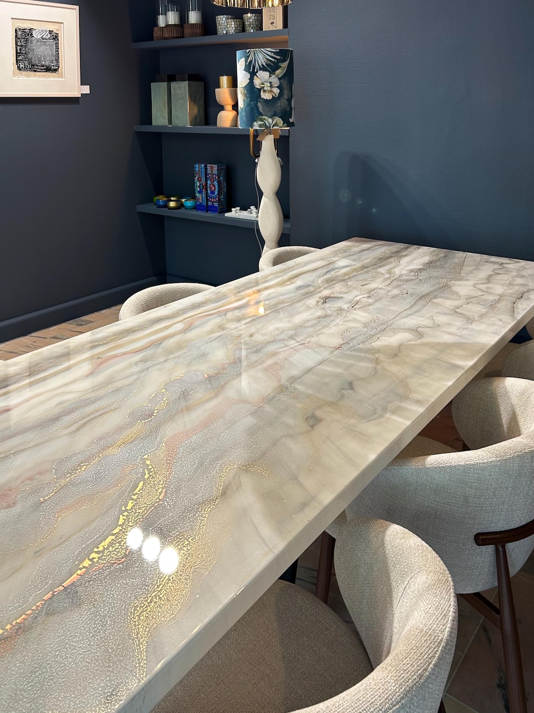 Handcrafted Epoxy Resin Dine Table | Customized Gold Silver and Copper ...