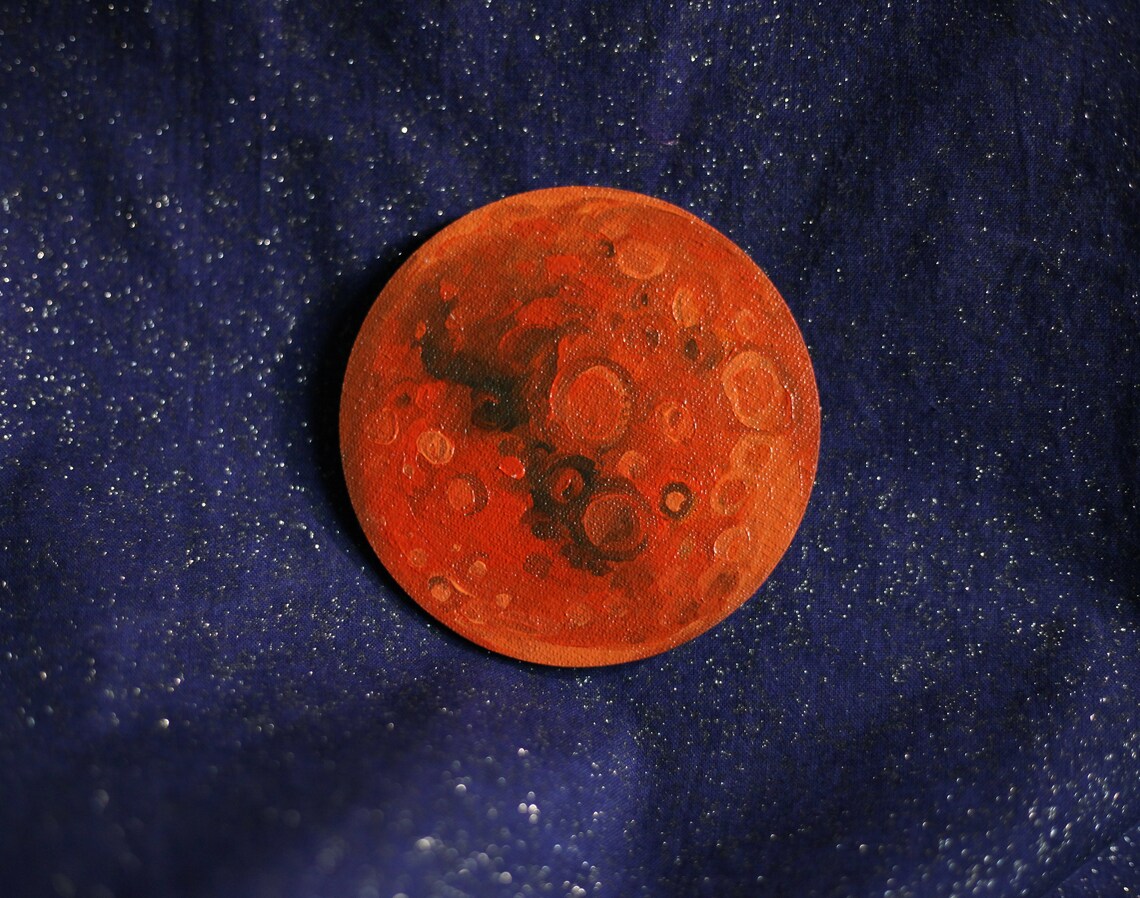Mars Red Planet Oil Painting Mars Original Art Round Planet - Etsy