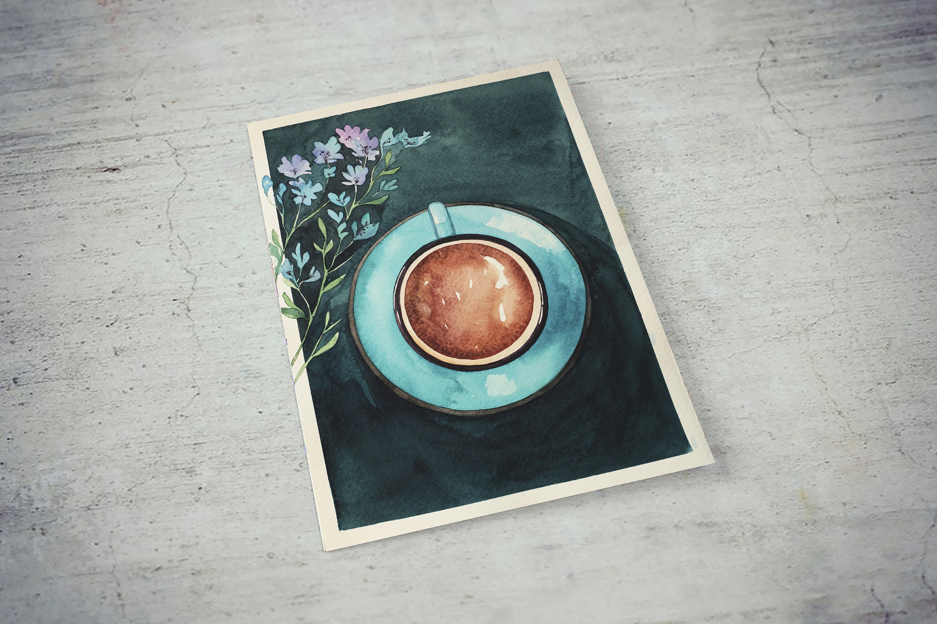 Coffee Cup Original Watercolor Painting Flower Watercolor - Etsy