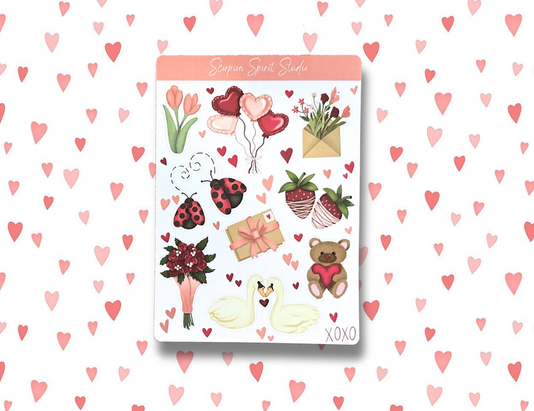 Valentines Day Sticker Sheet Bulletjournal Stickers, Scrapbooking ...