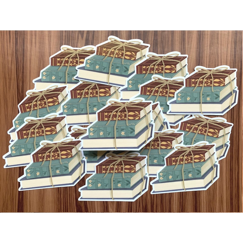 Glossy Vintage Stacked Books Vinyl Sticker Die Cut Sticker - Etsy