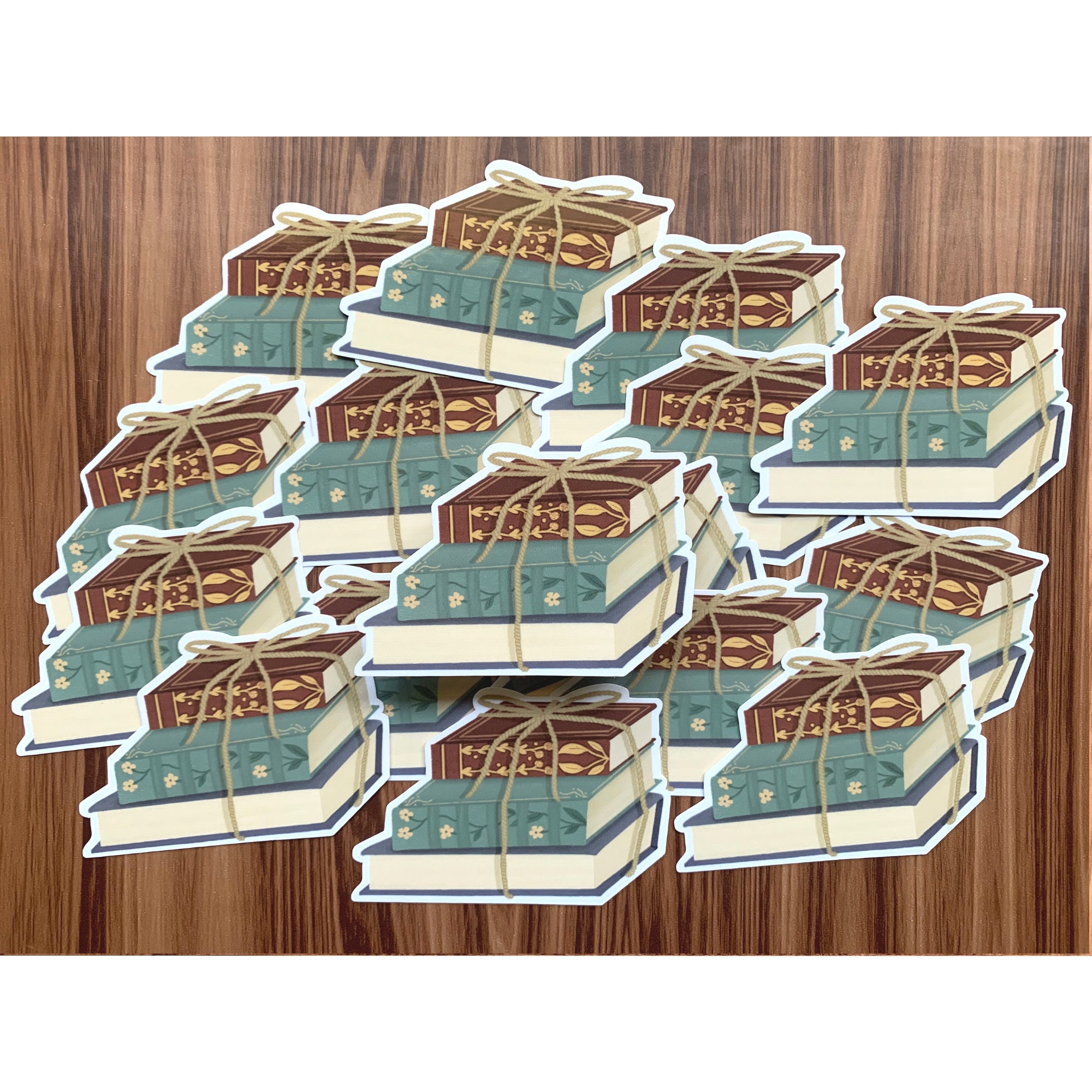 Glossy Vintage Stacked Books Vinyl Sticker Die Cut Sticker - Etsy