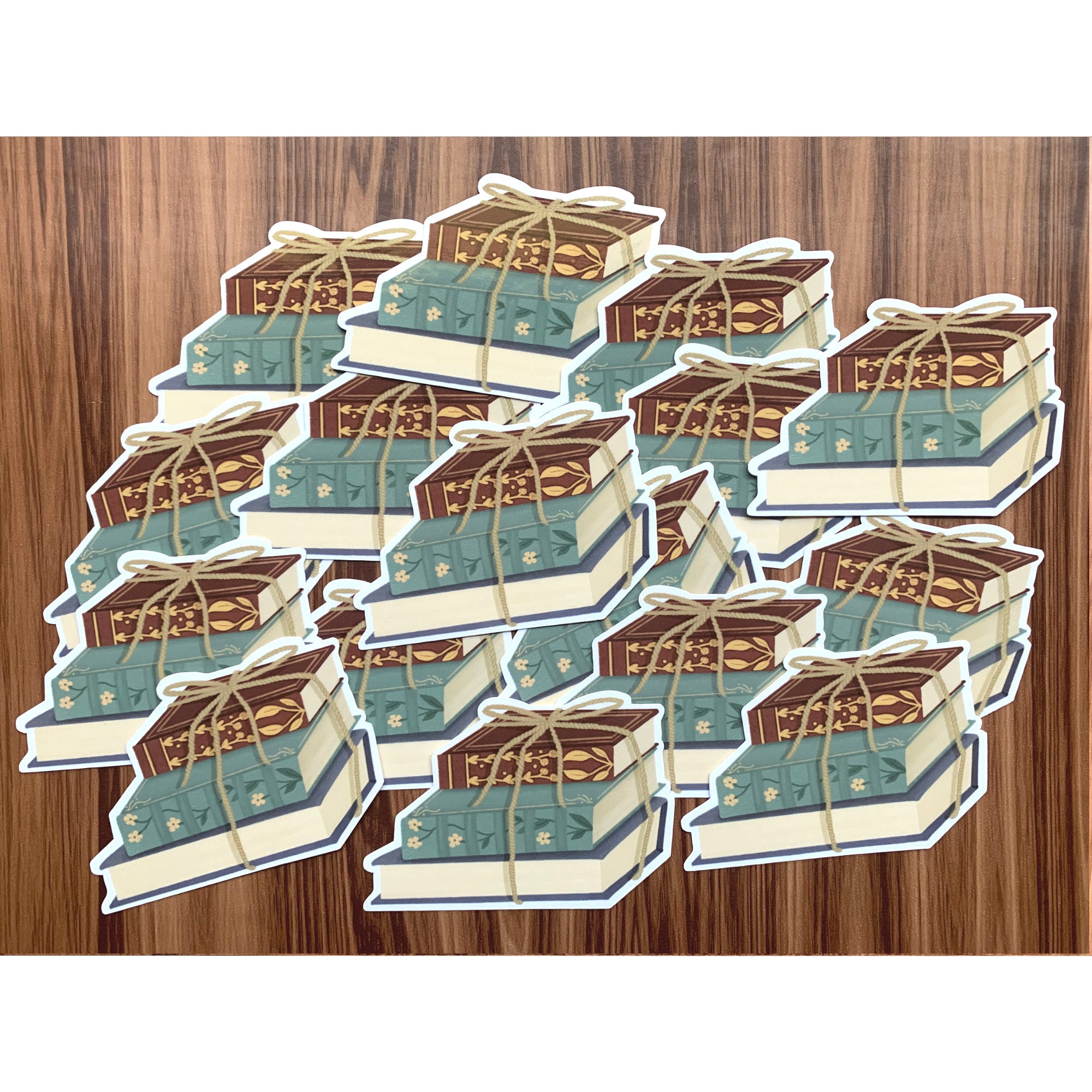 Glossy Vintage Stacked Books Vinyl Sticker Die Cut Sticker - Etsy
